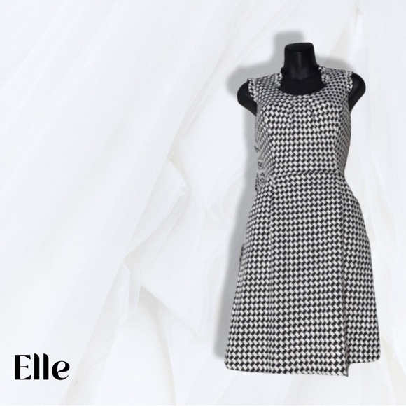 Elle | Dresses | Womans Elle Dressblack White Checkered Above The Knee ...